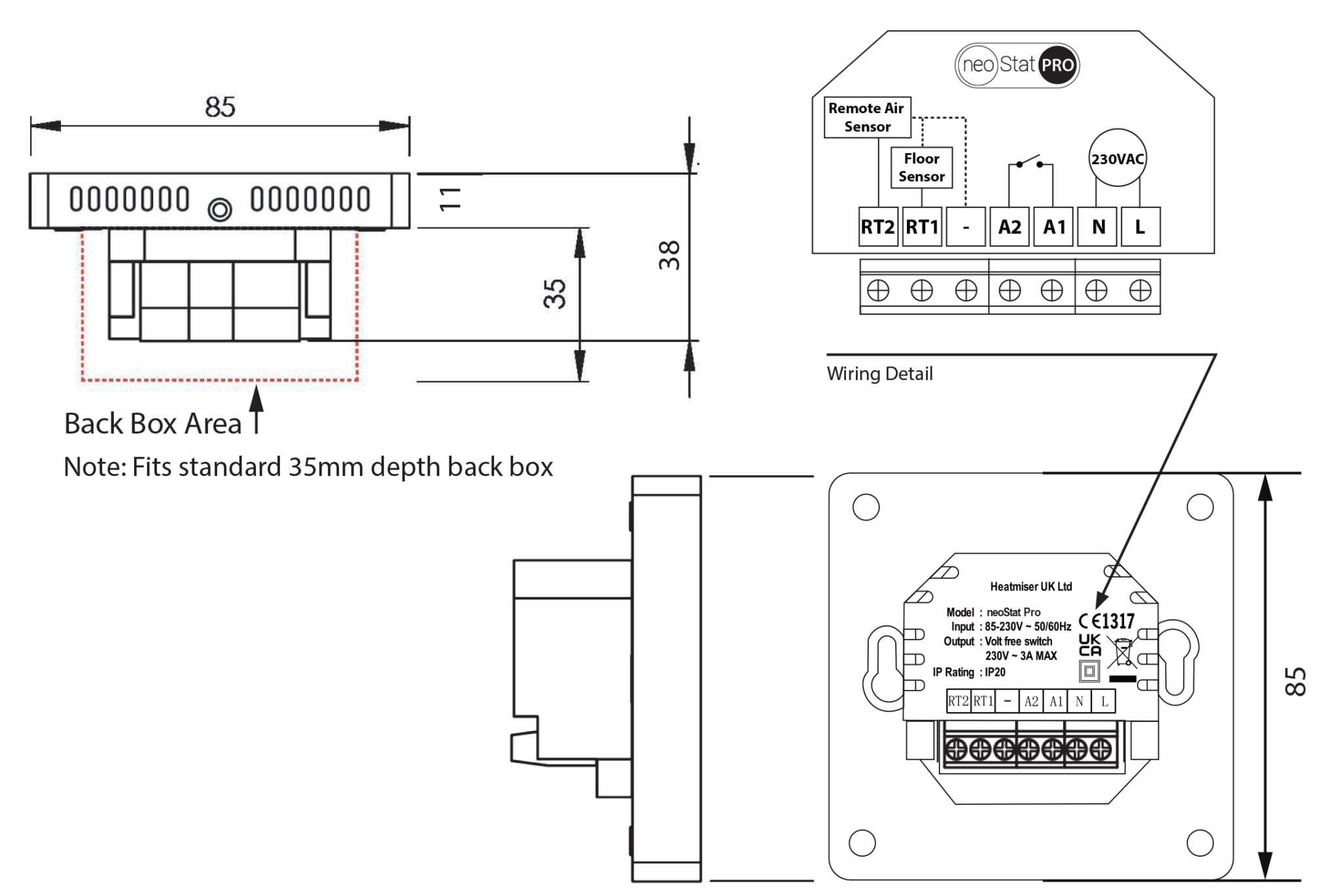 neoStat Pro 1 – schematic | IMI Heatmiser